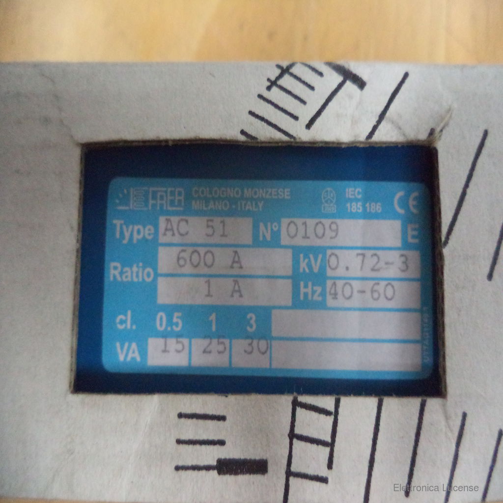 Elettronica Lucense FRER FR-AC51 CURRENT TRANSFORMER TYPE AC51 600/1A ...