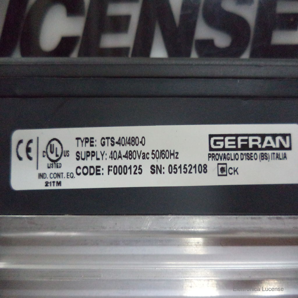 Elettronica Lucense GEFRAN GE-GTS40 SOLID STATE RELAYS GTS 40 / 480-0 ...