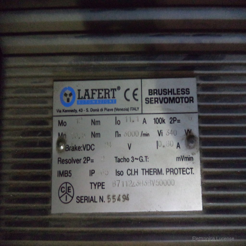 Elettronica Lucense LAFERT B7112Z3H3BV50000 SERVOMOTOR 12 NM 3000 RPM ...