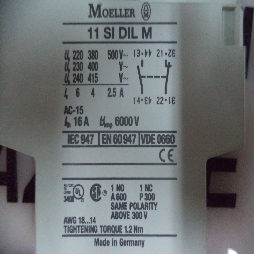 Elettronica Lucense MOELLER MO-11SI-DILM AUXILIARY CONTACT 1NO+1NC 16A ...
