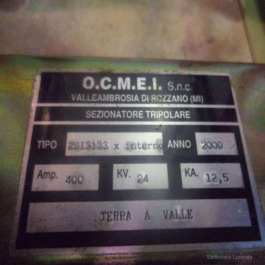 Elettronica Lucense OCMEI 2SI3133 THREE POLE DISCONNECTING SWITCH 400A ...