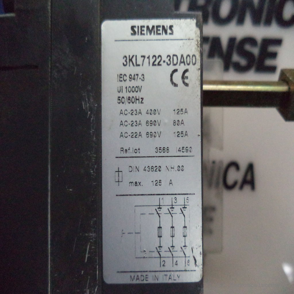 Elettronica Lucense SIEMENS 3KL7122-3DA00 SWITCH DISCONNECTOR WITH FUSES