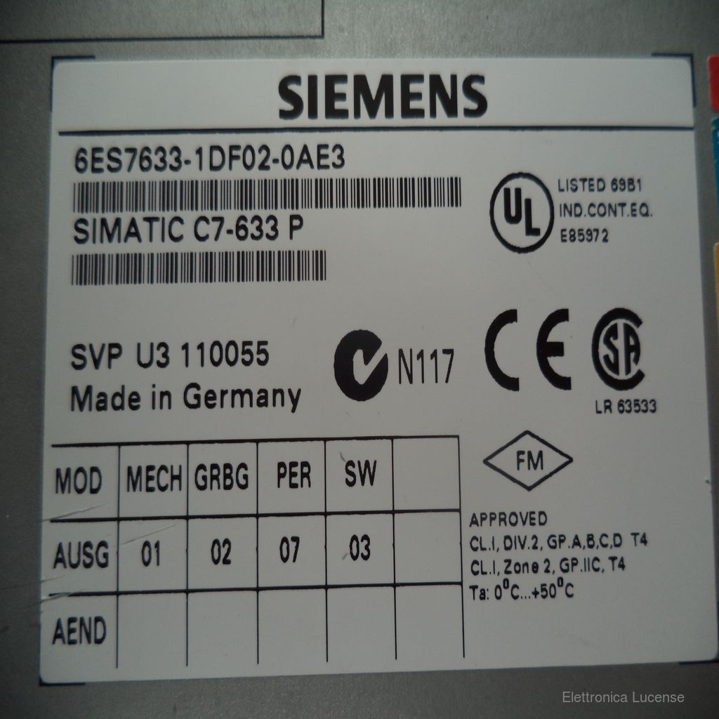 Elettronica Lucense SIEMENS 6ES7633-1DF02-0AE3 SIMATIC C7-633/P ...